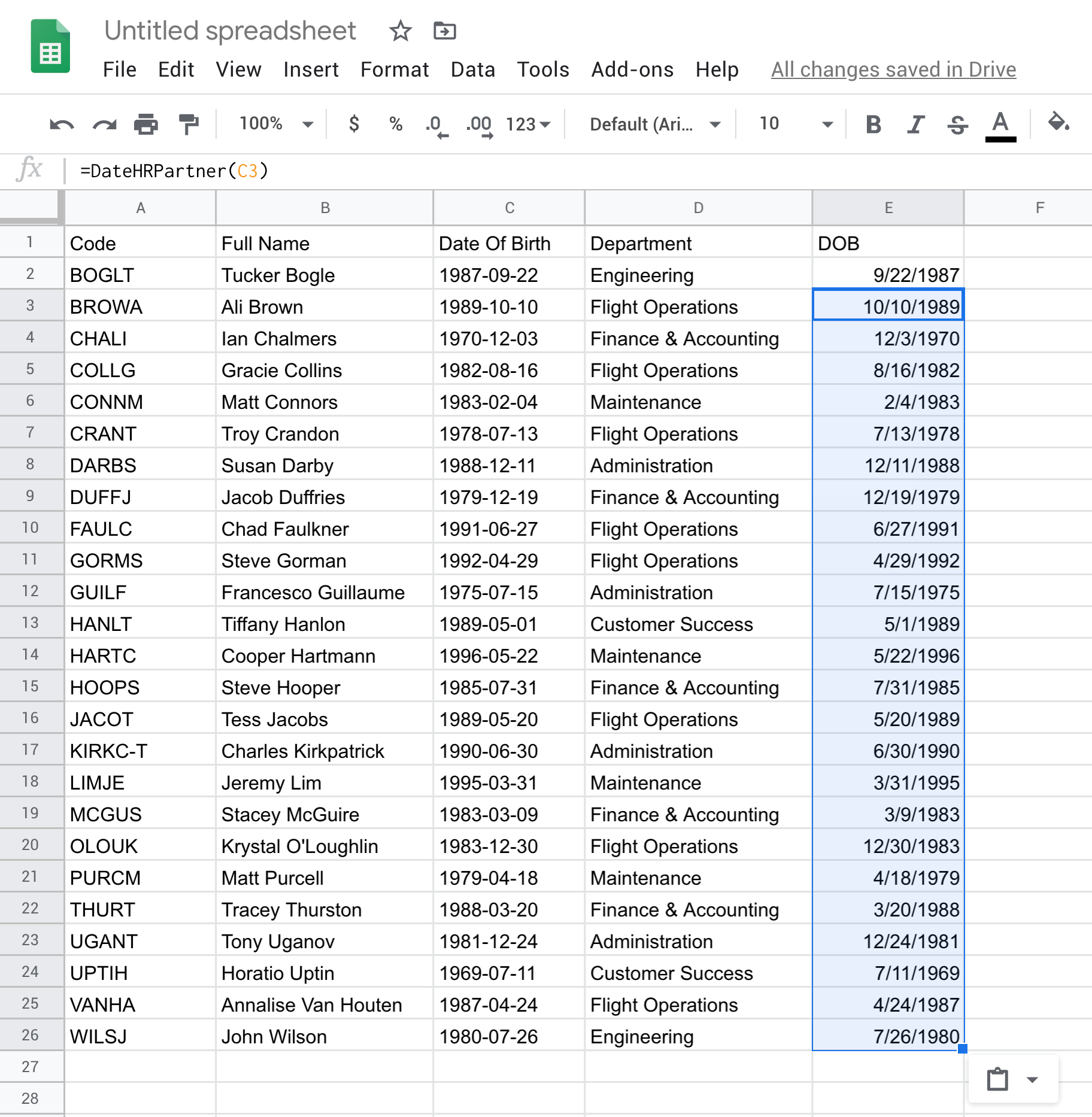 Creating A Birthday List In Google Sheets